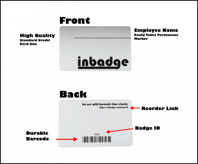 $1.50 Per Barcode Badge | TimeQPlus Acroprint Cards | Ranges: 001-150