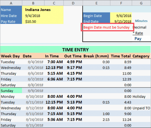 Date Range Totals Says 'Begin Date must be Sunday' (or another day of week)