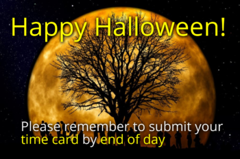 31 Time Card Reminders For Halloween - inbadge, llc - Card Services
