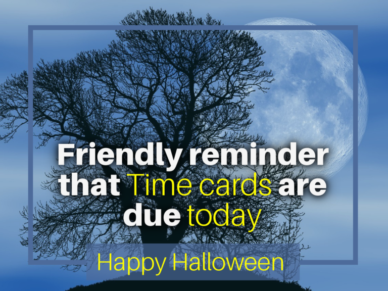 31 Time Card Reminders For Halloween - inbadge, llc - Card Services